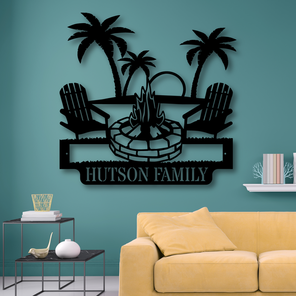 Palm Tree Campfire Monogram - ZanVos