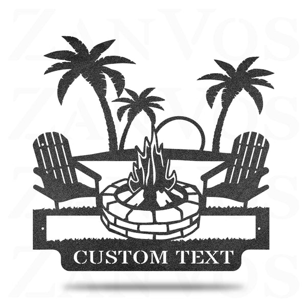 Palm Tree Campfire Monogram - ZanVos