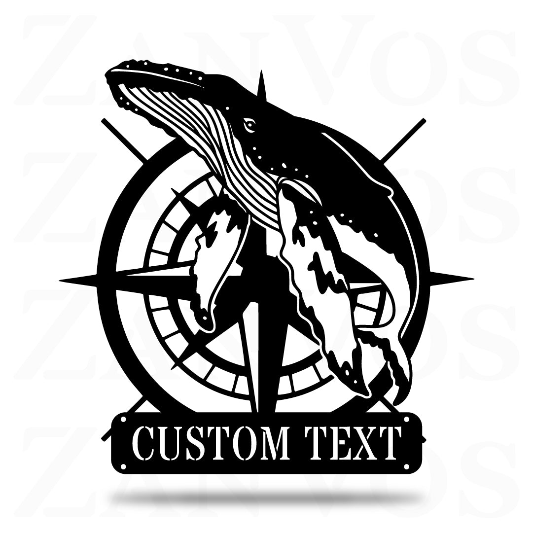 Compass Whale Nautical Monogram - ZanVos