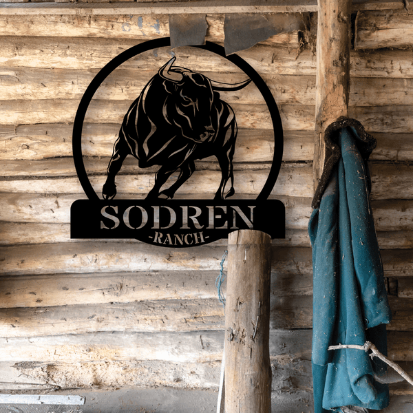 Personalized Bull Ranch Sign - ZanVos