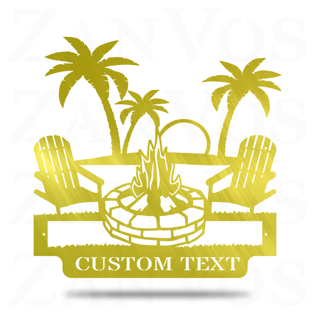 Palm Tree Campfire Monogram - ZanVos